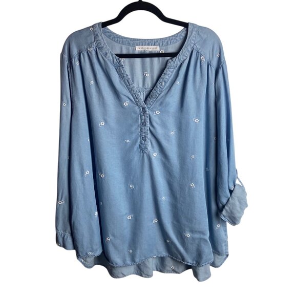 Jane and Delancey | Tops | Jane And Delancey Size 2x Chambray Pop Over ...